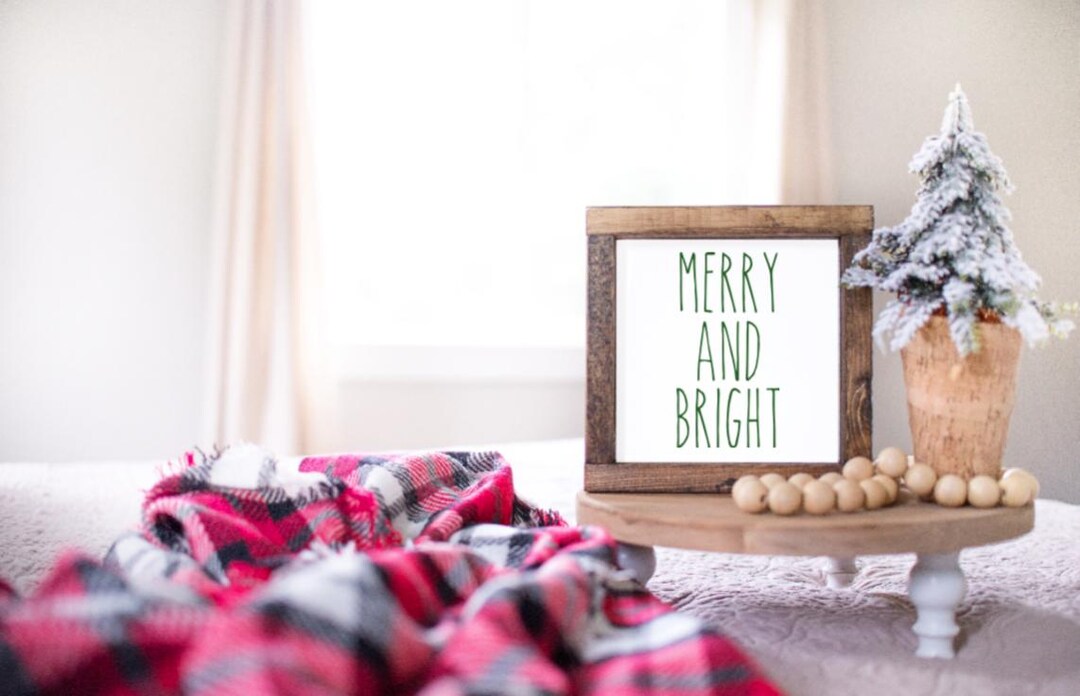 Merry and Bright Sign, Rae Dunn Inspired Christmas, Christmas Decor ...
