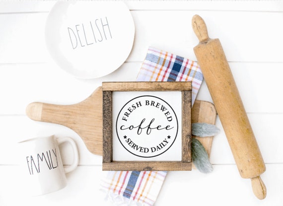 Fresh Brewed Coffee Sign Coffee Sign Coffee Bar Decor - Etsy