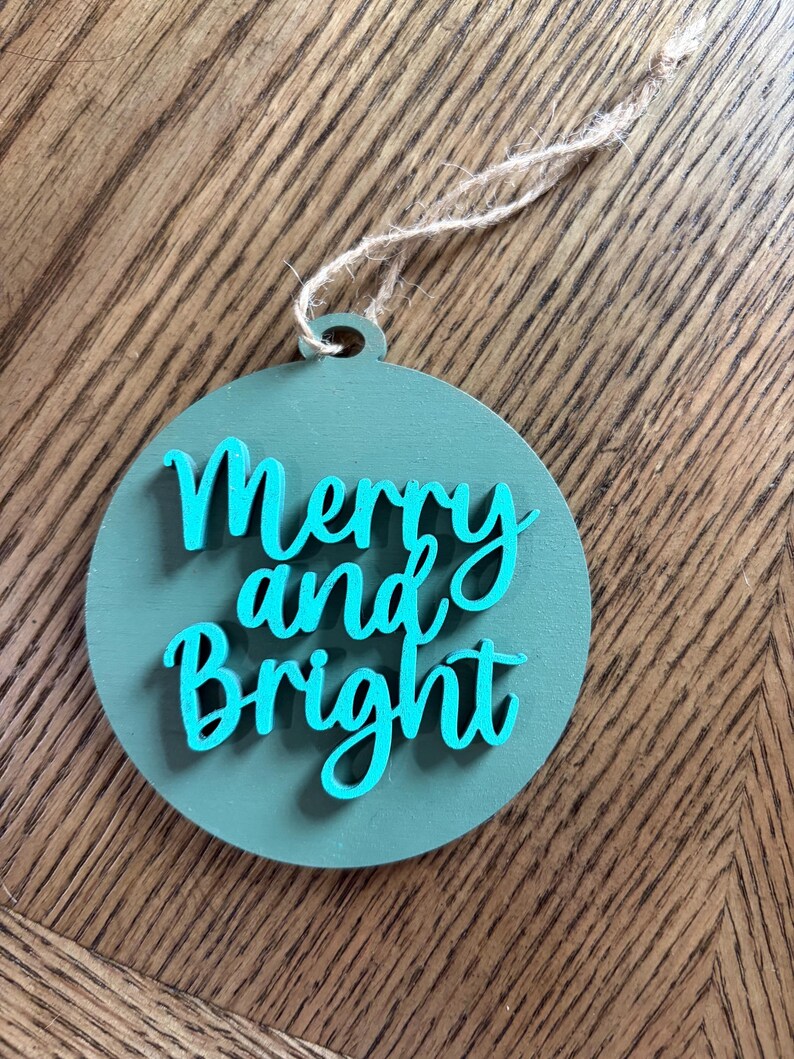 Merry and Bright Ornament, Christmas Ornament, Ornament, Holiday ...