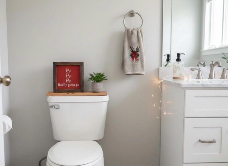 Christmas Bathroom Sign, Bathroom Decor, Bathroom Sign, Christmas Decor ...