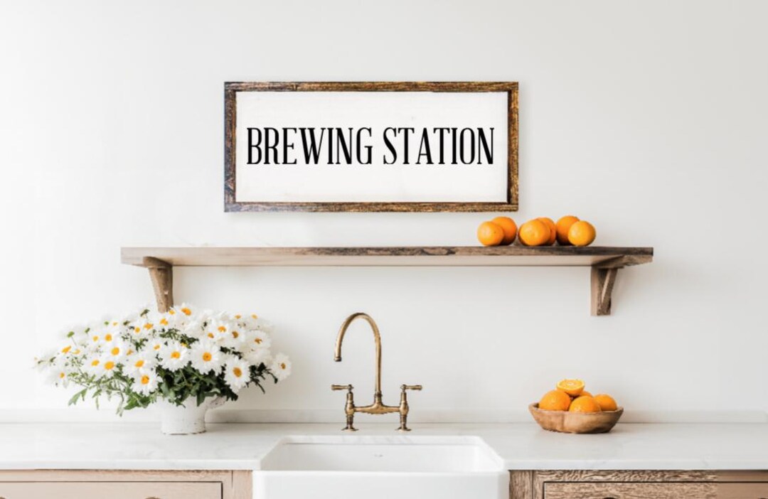 Brewing Station Sign, Coffee Bar, Coffee Sign, Coffee Bar Decor ...