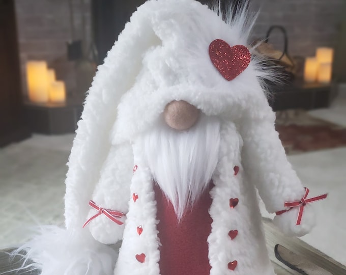 Handmade Red Heart Gnome: Sherpa Coat Holiday Decor - Etsy