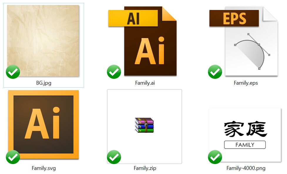 Chinese Characters: Family - SVG EPS Ai PNG Vector Files Download ...