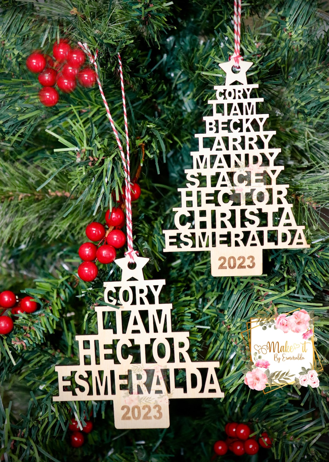2024 Christmas Tree Names Ornament, Personalized Family Name Ornament ...