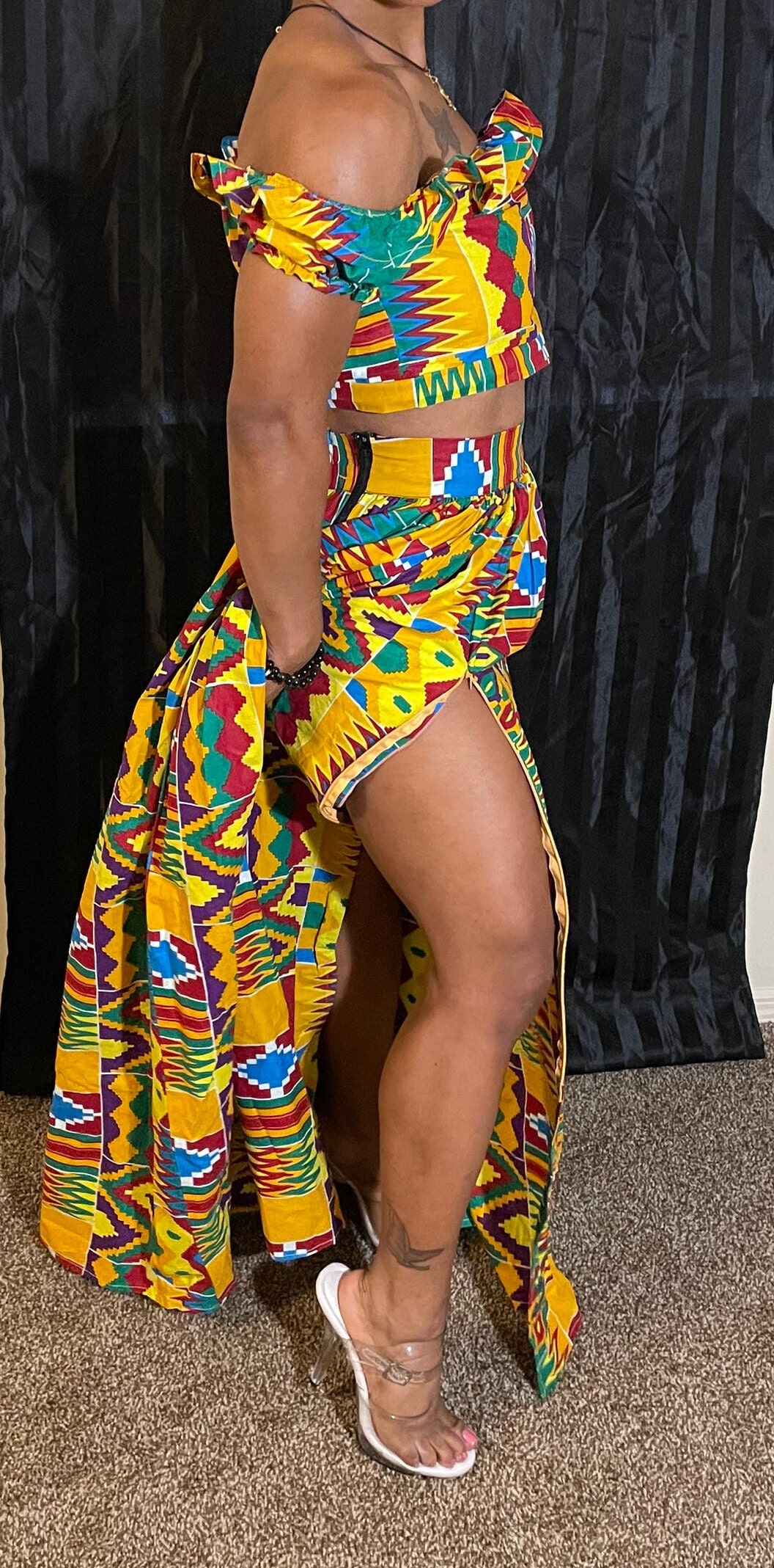 African Kente 2pc With Slit/african Dress/ Kente Print/ Maxi - Etsy