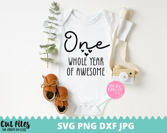 One Whole Year of Awesome SVG, First Birthday Svg, Dxf,png Instant ...