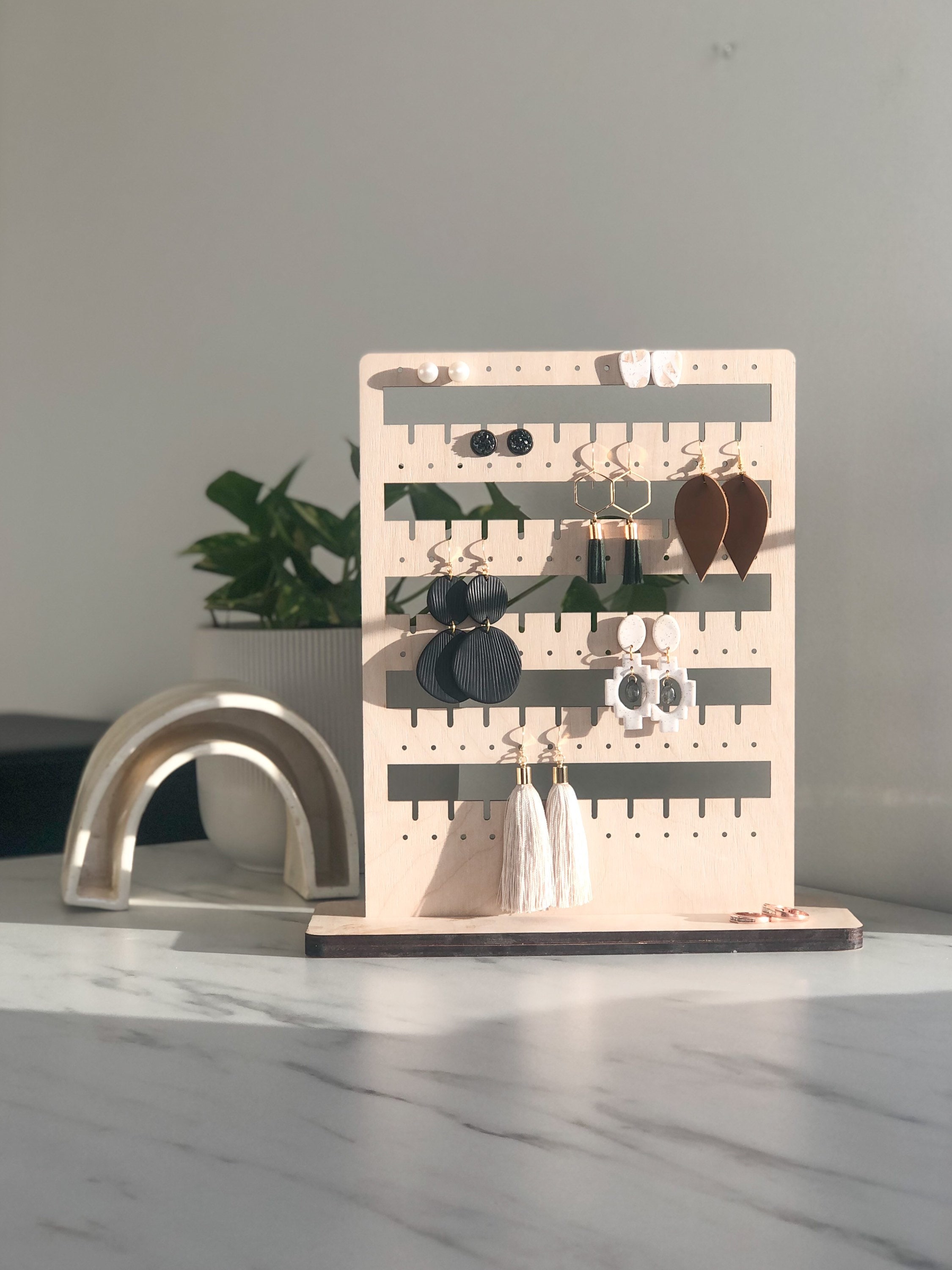 Free-Standing Wood Earring Stand Laser Cut Timber Earring | Etsy