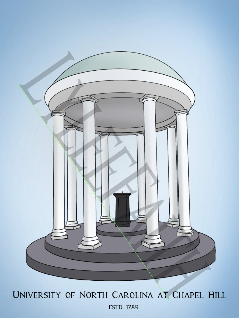 UNC Chapel Hill Old Well Print Tar Heels Modern Art UNC - Etsy