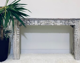 Vintage Rustic Indian Console Hand Carved Solid Wood Entry - Etsy