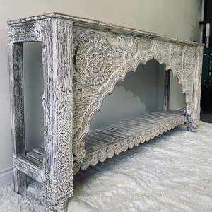 Vintage Rustic Indian Console Hand Carved Solid Wood Entry - Etsy
