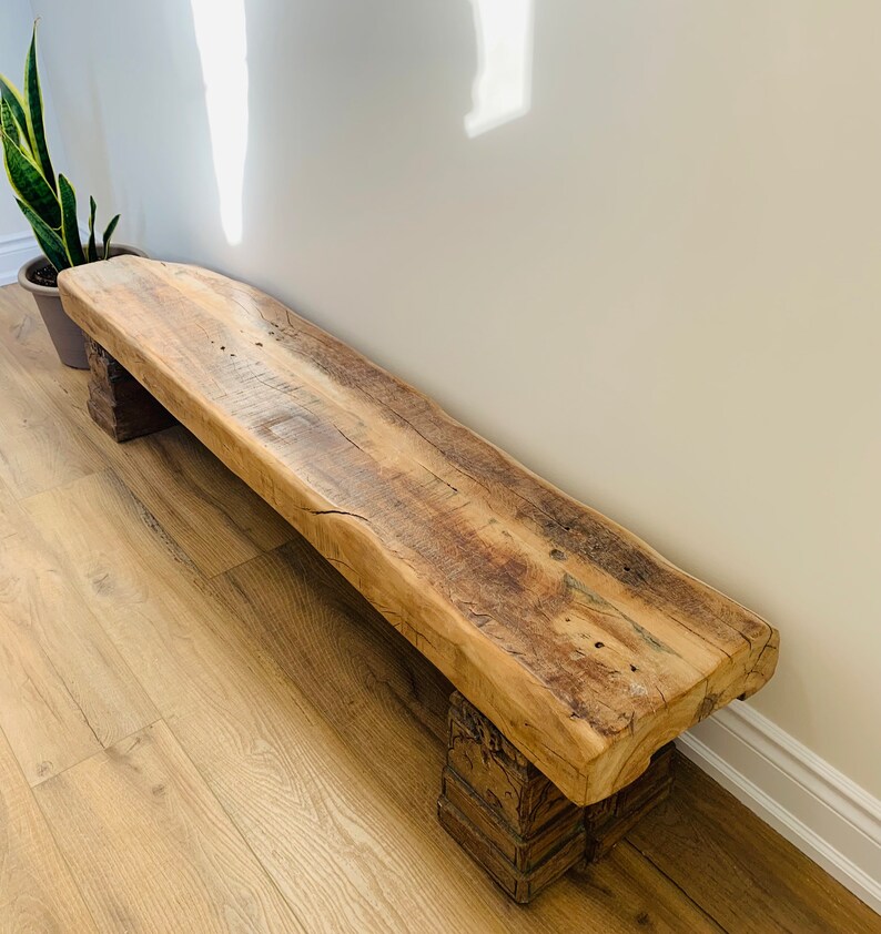 Vintage Rustic Indian Primitive Solid Wood Teak Bench Meditation Altar ...