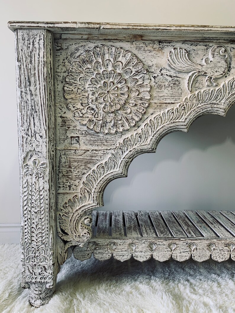 Vintage Rustic Indian Console Hand Carved Solid Wood Entry - Etsy