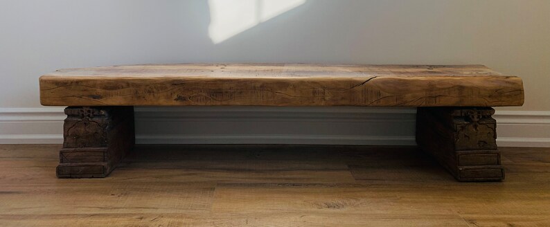 Vintage Rustic Indian Primitive Solid Wood Teak Bench Meditation Altar ...