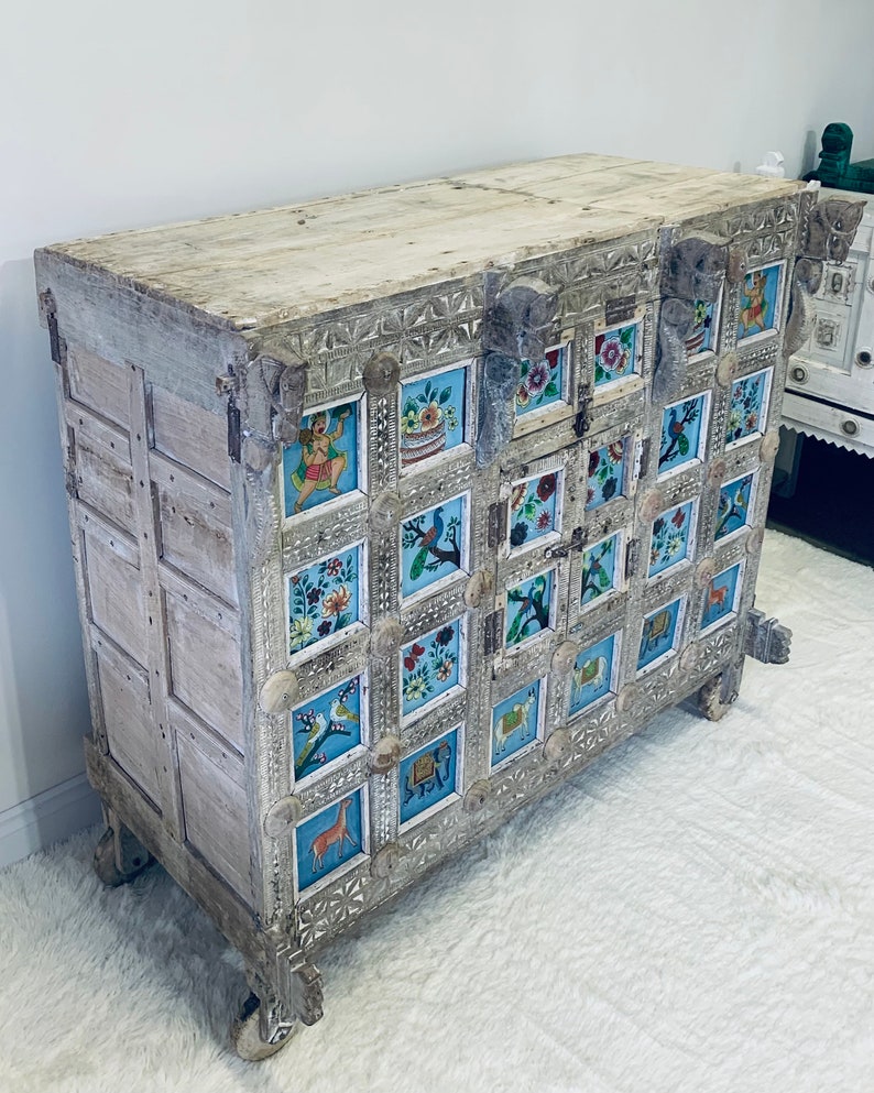 Antique Rustic Indian Damchiya Teak Wood Buffet Ornate Sideboard - Etsy