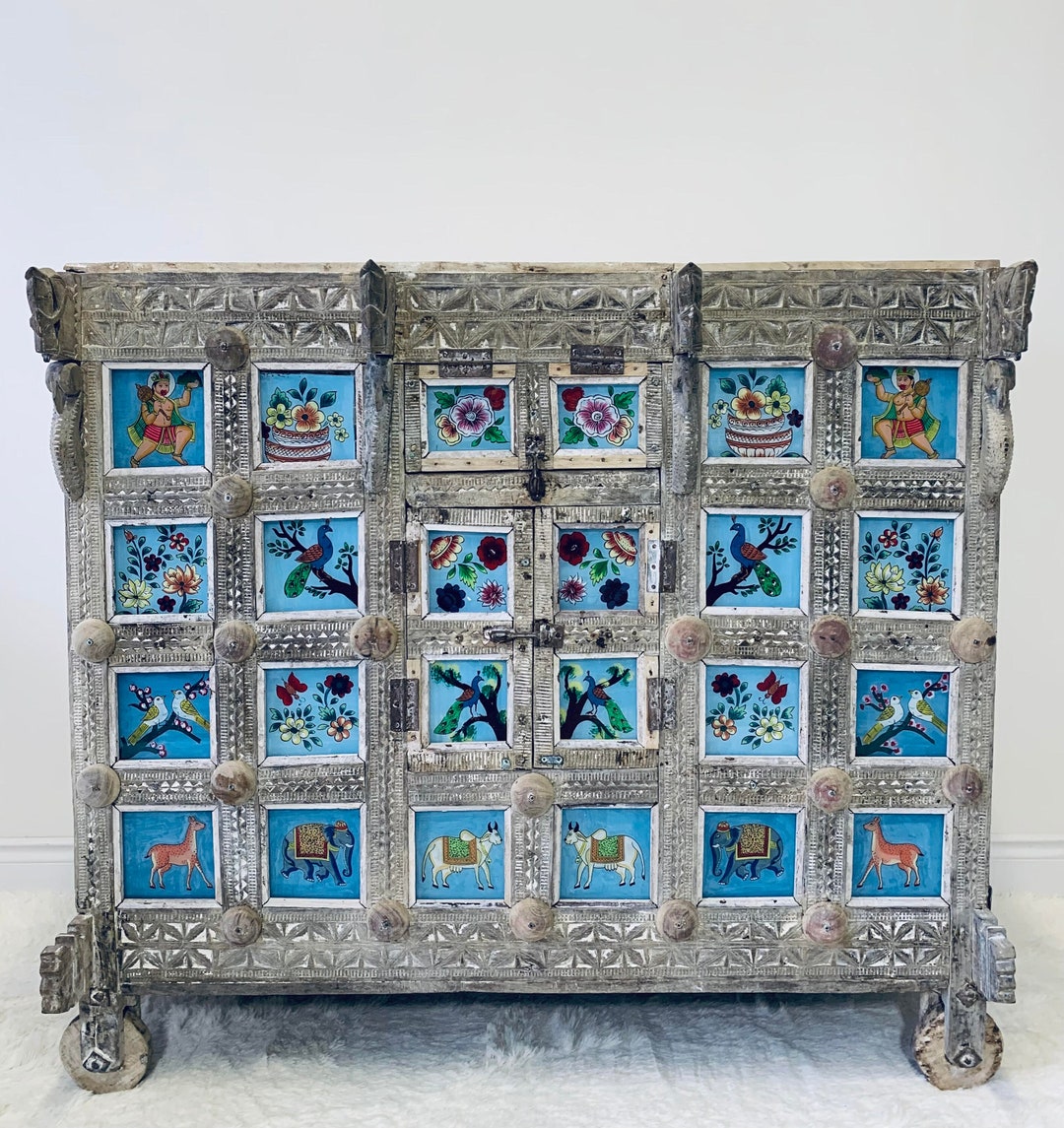 Antique Rustic Indian Damchiya Teak Wood Buffet Ornate Sideboard - Etsy