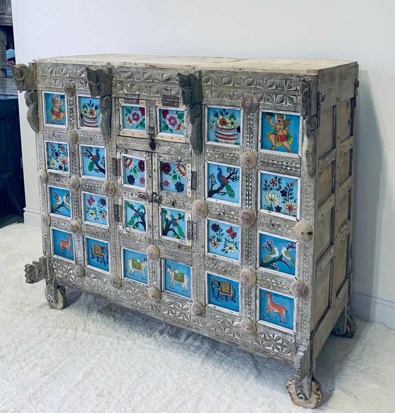 Antique Rustic Indian Damchiya Teak Wood Buffet Ornate Sideboard - Etsy