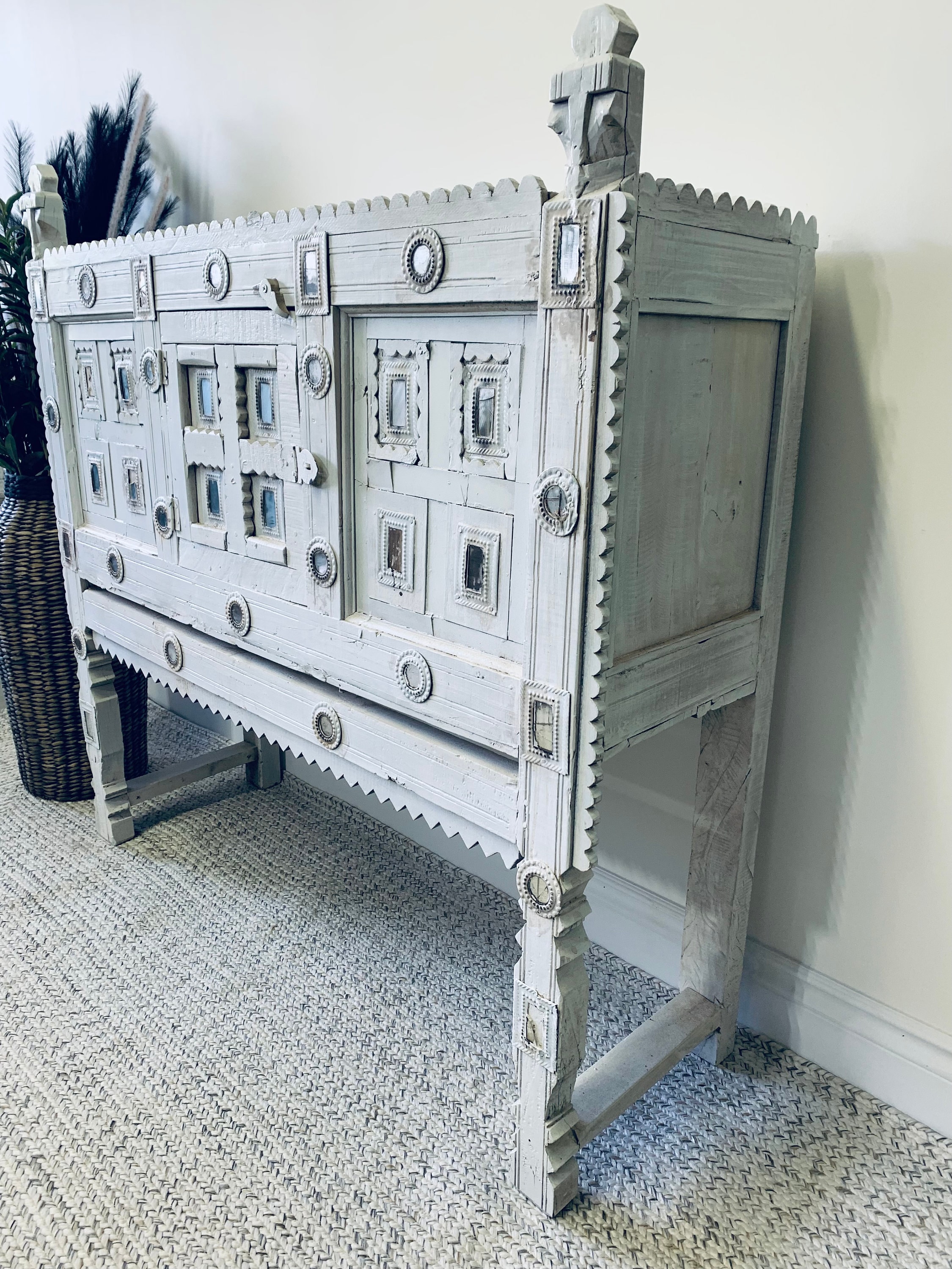 Vintage Rustic Indian Console Table Antique Cabinet Damchiya Sideboard ...