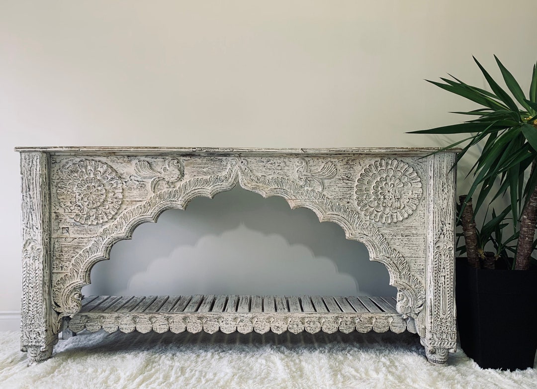 Vintage Rustic Indian Console Hand Carved Solid Wood Entry Table - Etsy