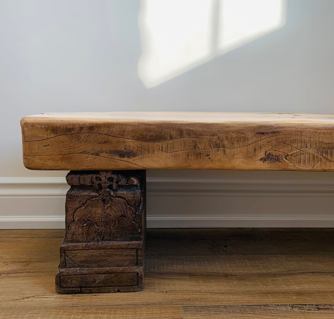 Vintage Rustic Indian Primitive Solid Wood Teak Bench Hold - Etsy