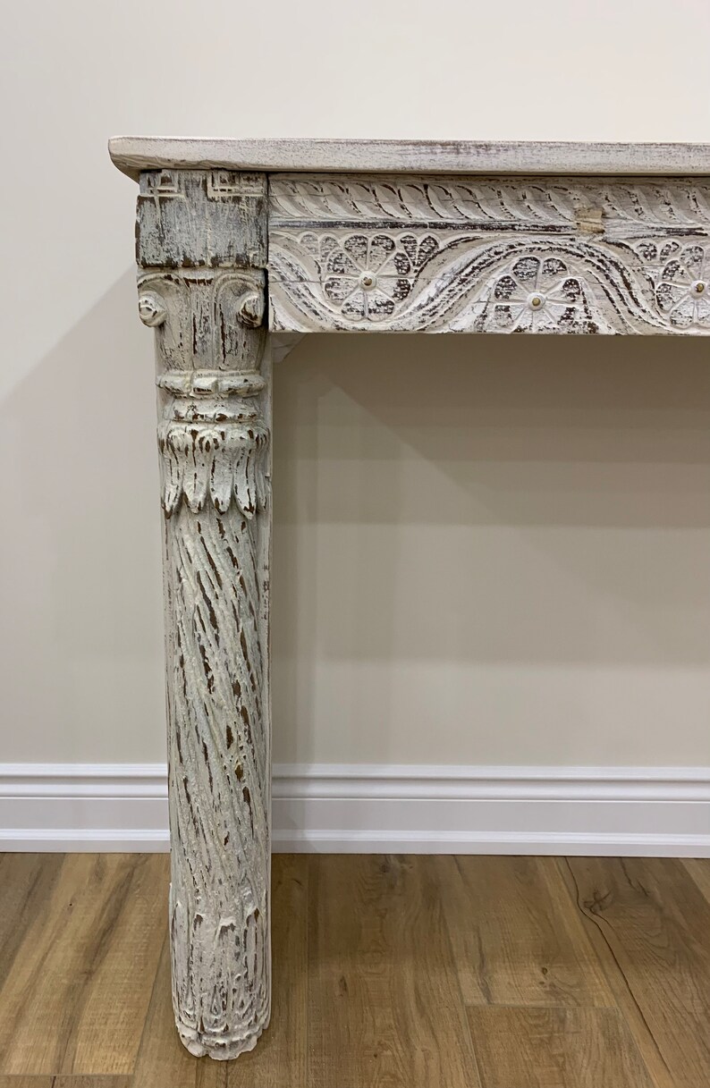 Vintage Rustic Indian Console Hand Carved Solid Wood Entry Table - Etsy