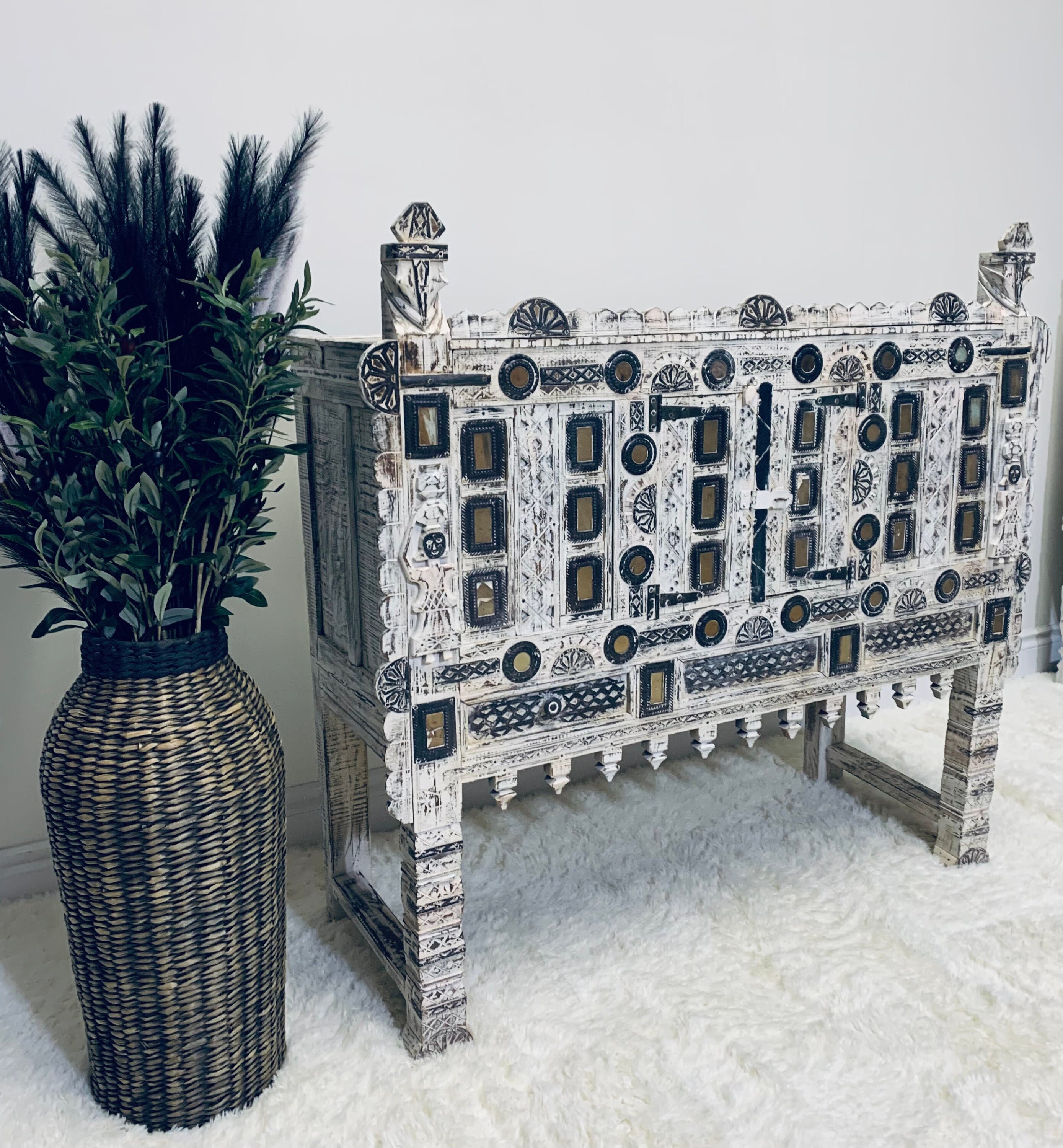 Vintage Rustic Indian Tribal Primitive Sideboard Console Table - Etsy