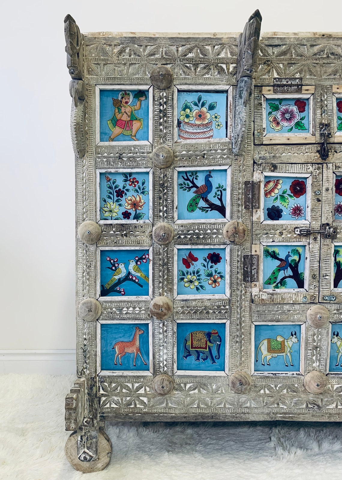 Antique Rustic Indian Damchiya Teak Wood Buffet Ornate Sideboard - Etsy