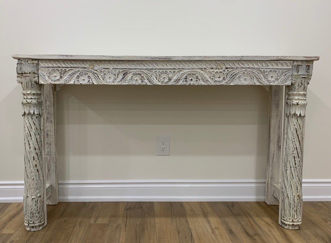 Vintage Rustic Indian Console Hand Carved Solid Wood Entry Table - Etsy