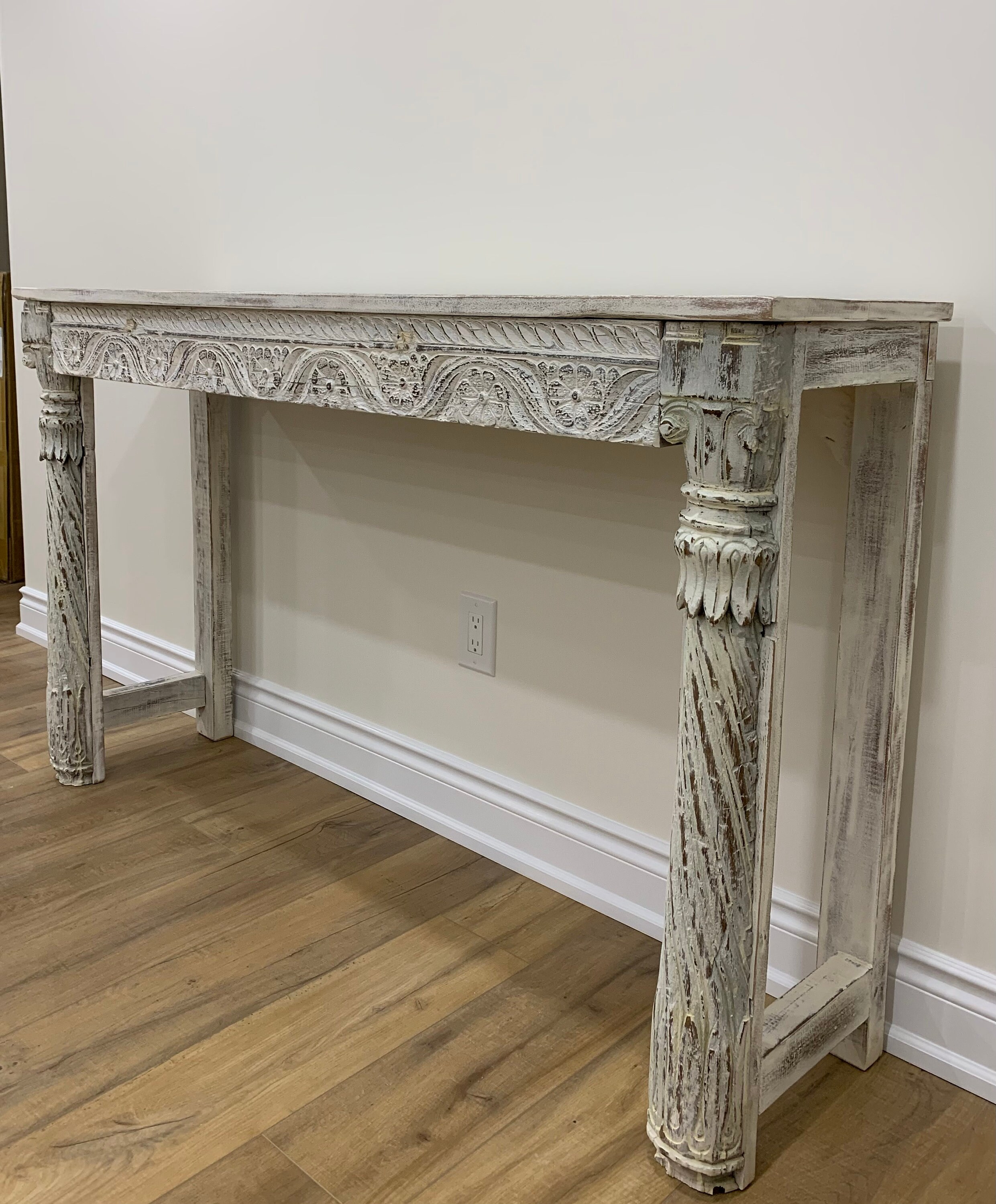 Vintage Rustic Indian Console Hand Carved Solid Wood Entry Table - Etsy