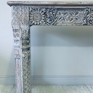 Vintage Rustic Indian Console Hand Carved Solid Wood Tribal Entry Table ...