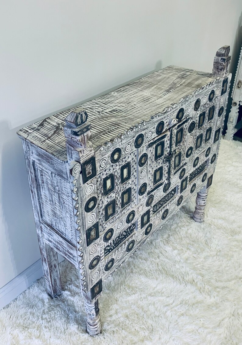 Vintage Rustic Indian Console Table Antique Cabinet Damchiya Sideboard ...