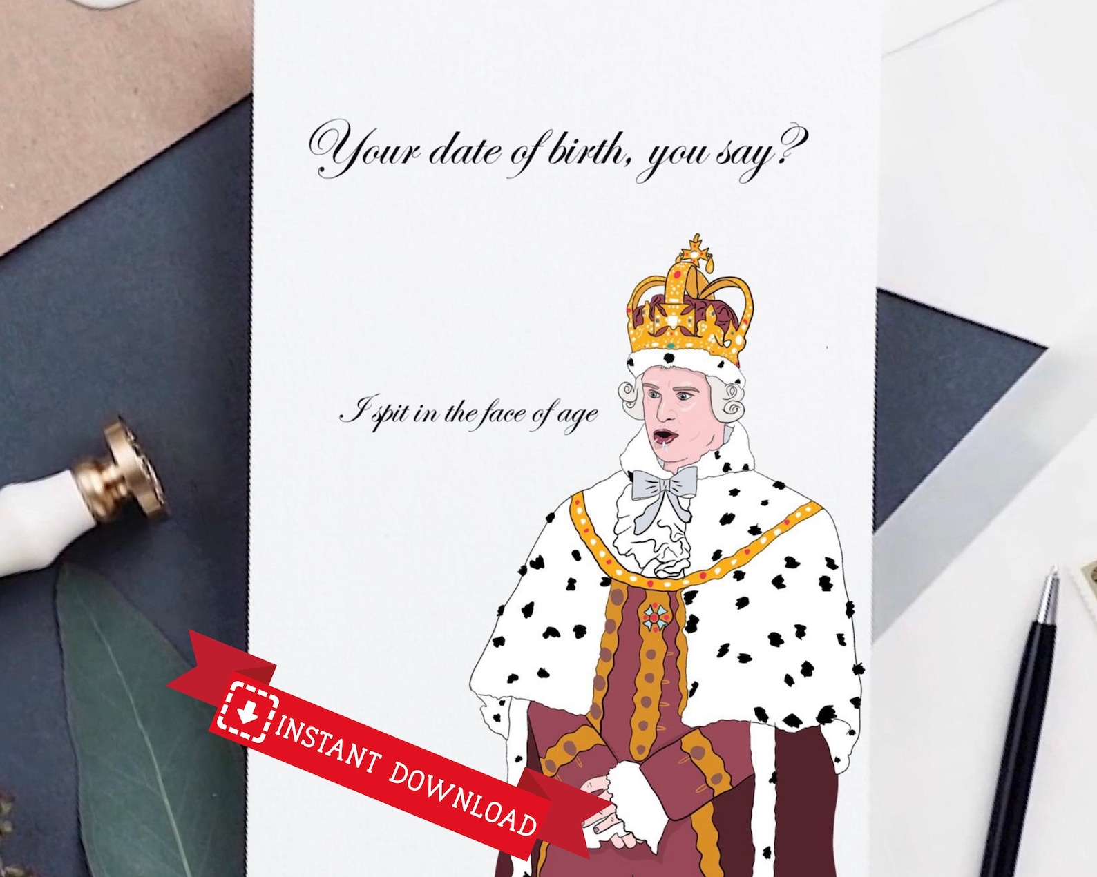 Printable Hamilton Card, King George Card, Hamilton Birthday Card ...