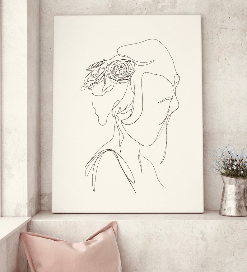 Feminine One Line Drawing Printable Minimal Art Erotic Etsy