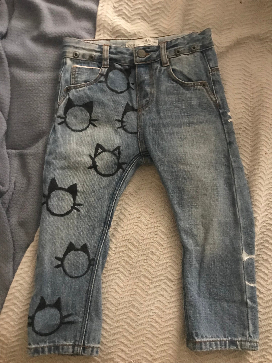 Custom Cat Jeans Zara Baby Toddler Denim Painted Jeans - Etsy
