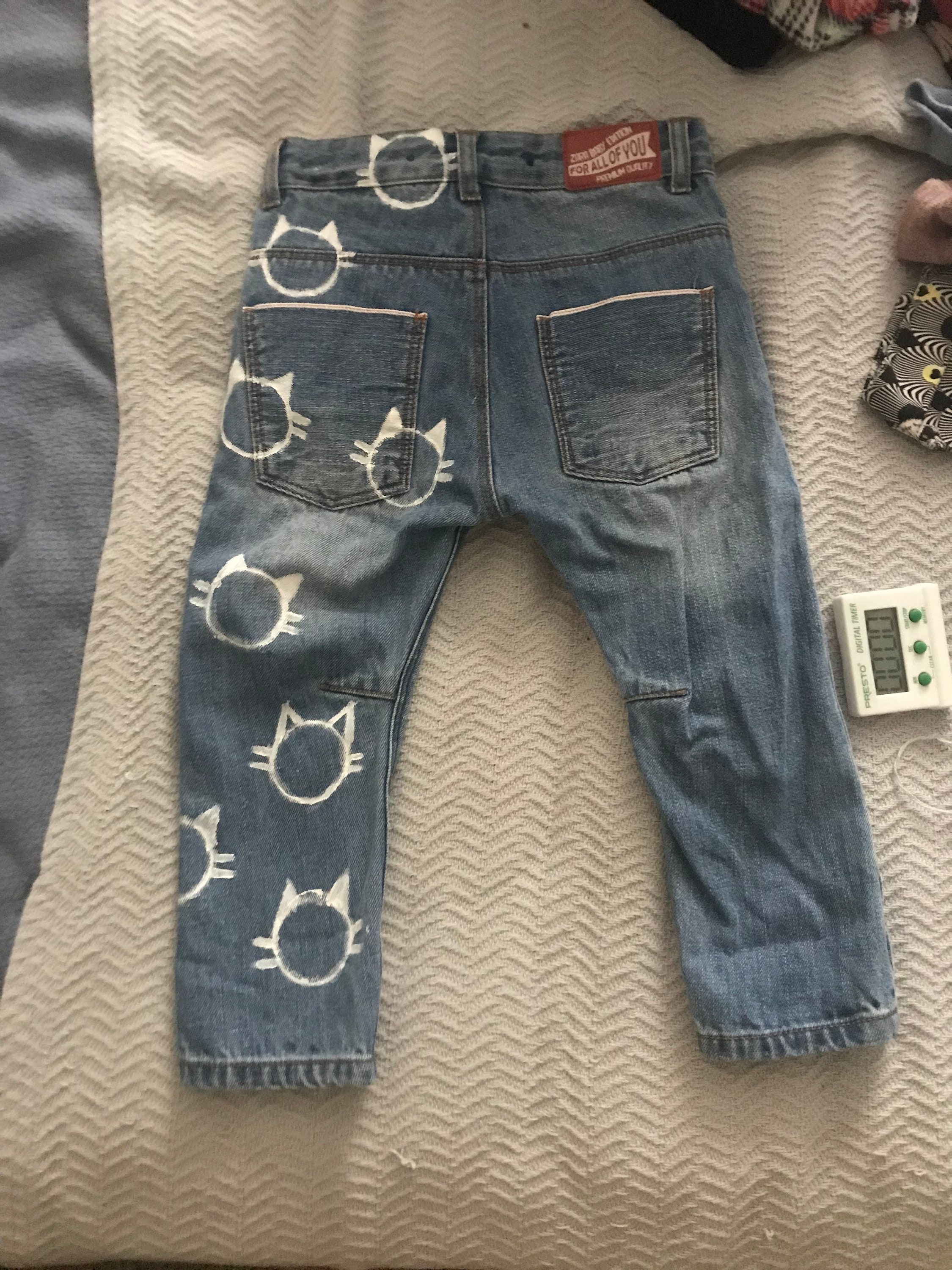 Custom Cat Jeans Zara Baby Toddler Denim Painted Jeans - Etsy