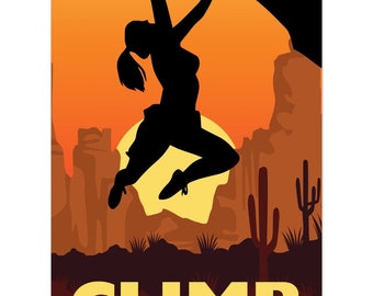 Rock Climbing Wall Art, Rock Climber, Rock Climber Gift, Mid Century ...