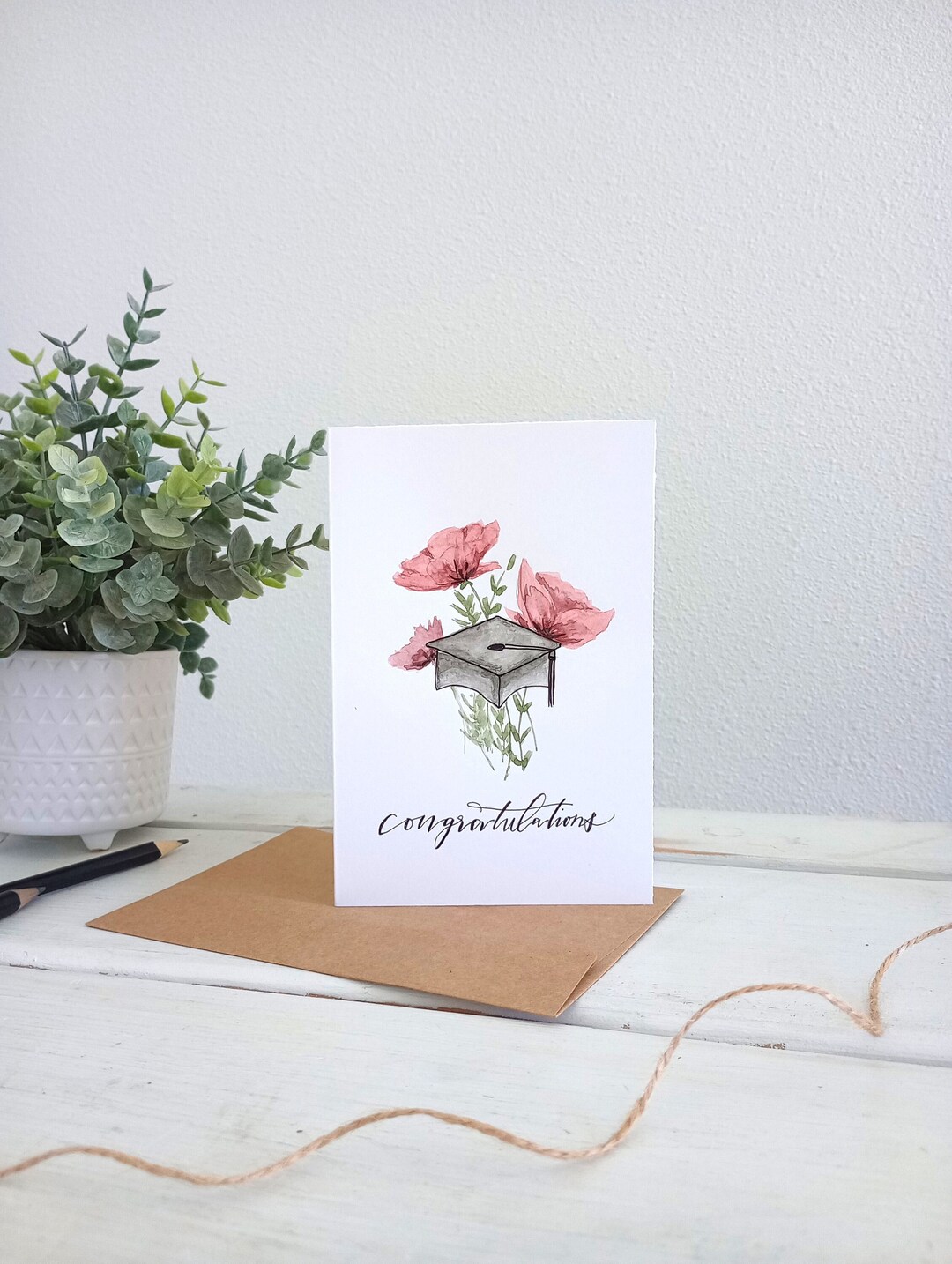 Hand Painted Watercolor Graduation Card-congratulations Card-watercolor ...