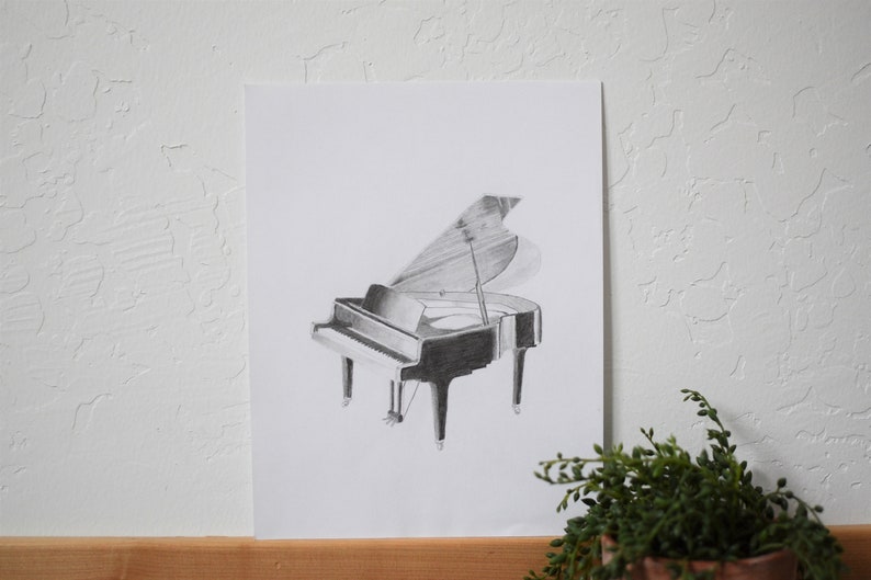 Hand Drawn Pencil Piano Drawing-musical Decor-home Decor-gift | Etsy