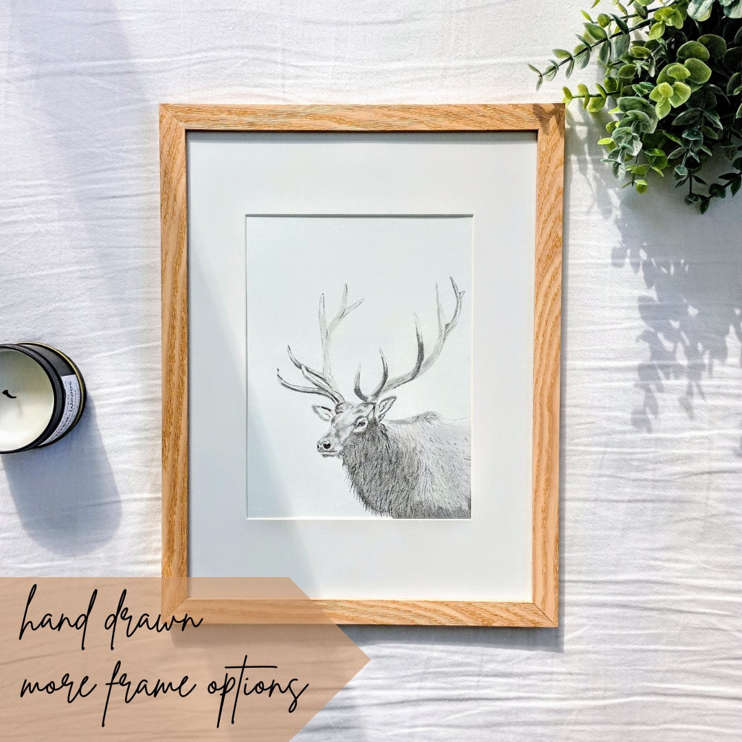 Original Sketchbook Drawing-elk Pencil Etching-hand Drawn Elk-sketch ...
