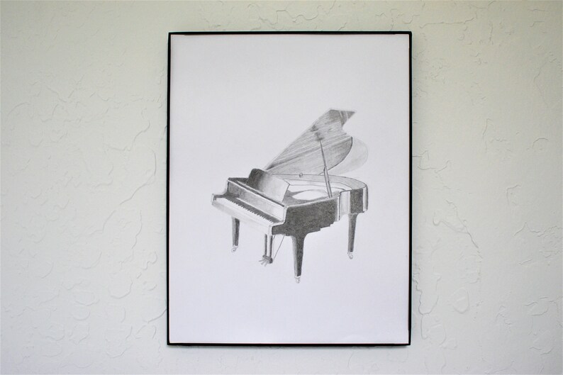 Hand Drawn Pencil Piano Drawing-musical Decor-home Decor-gift | Etsy