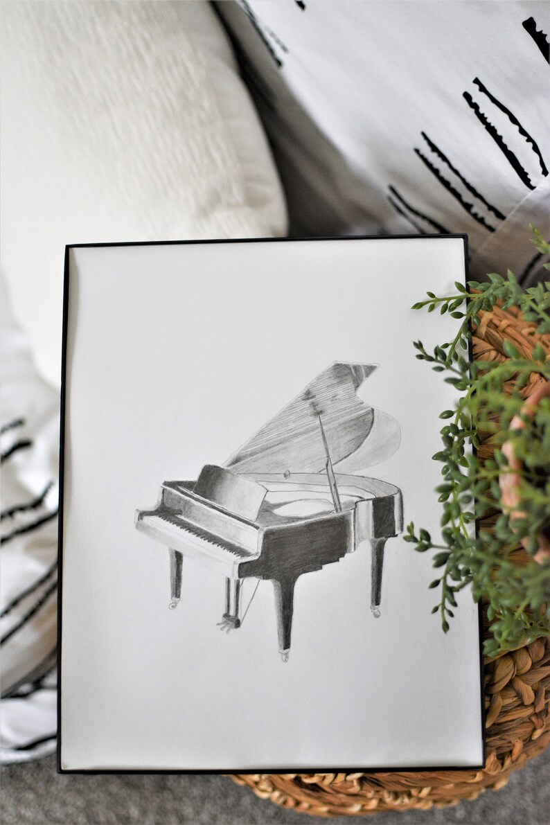 Hand Drawn Pencil Piano Drawing-musical Decor-home Decor-gift | Etsy