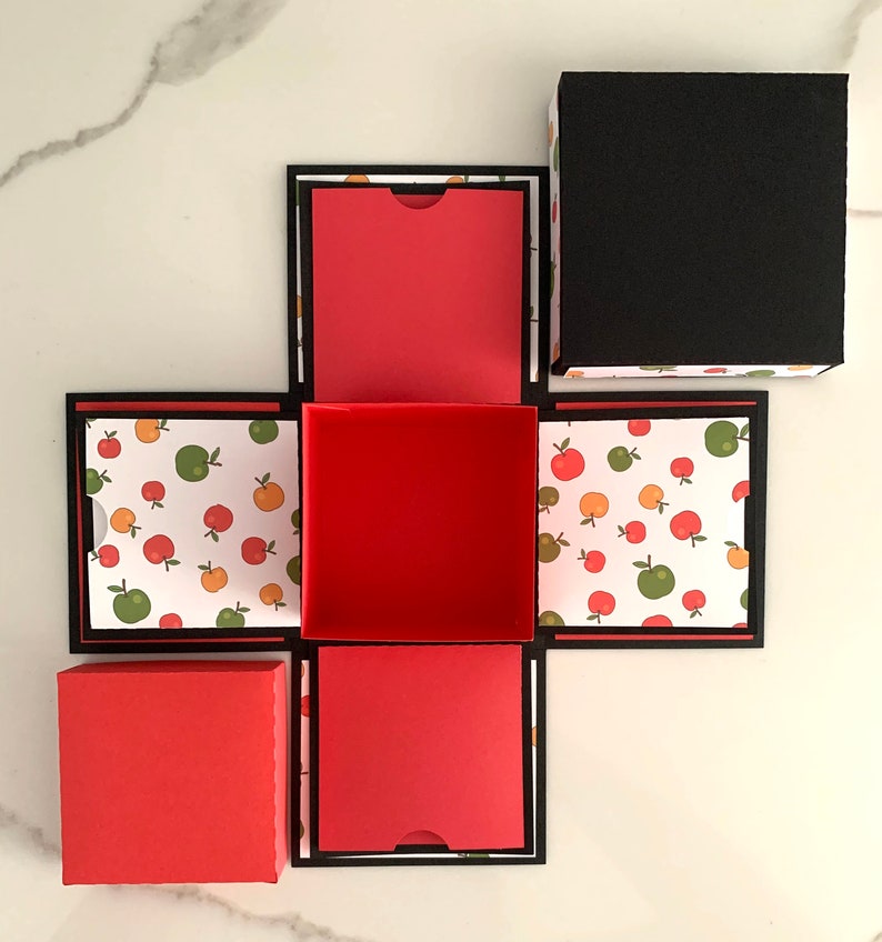 Teacher-apple-school-thank You Explosion Box Card - Etsy