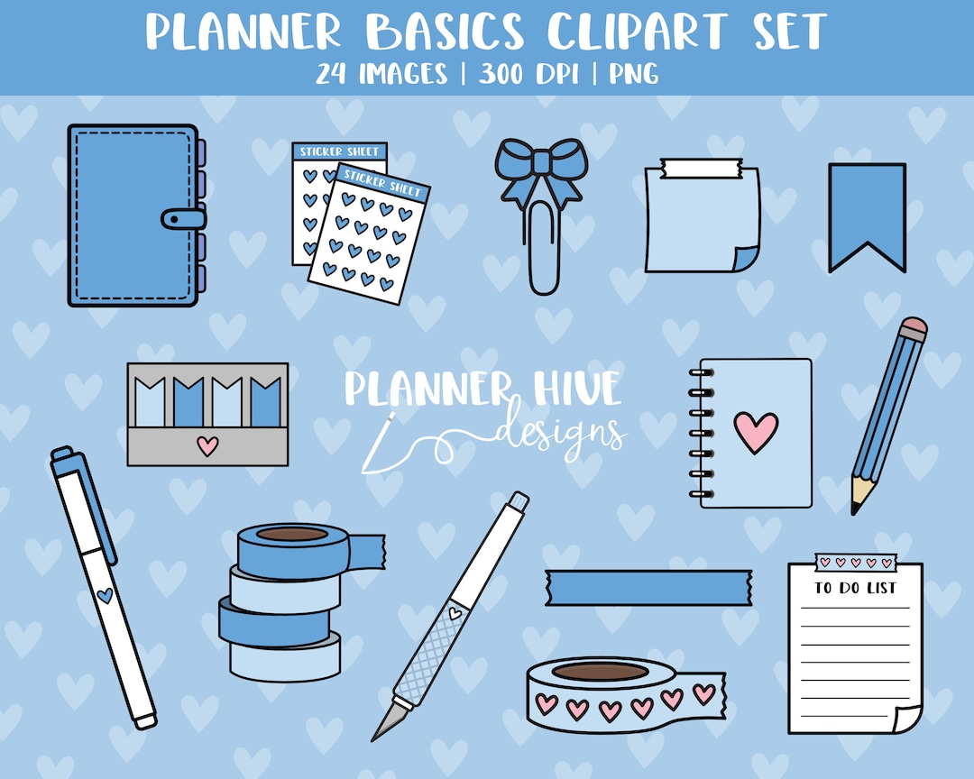 Planner Basics Clipart Blue | Planner Doodle | Planner Sticker Icons ...