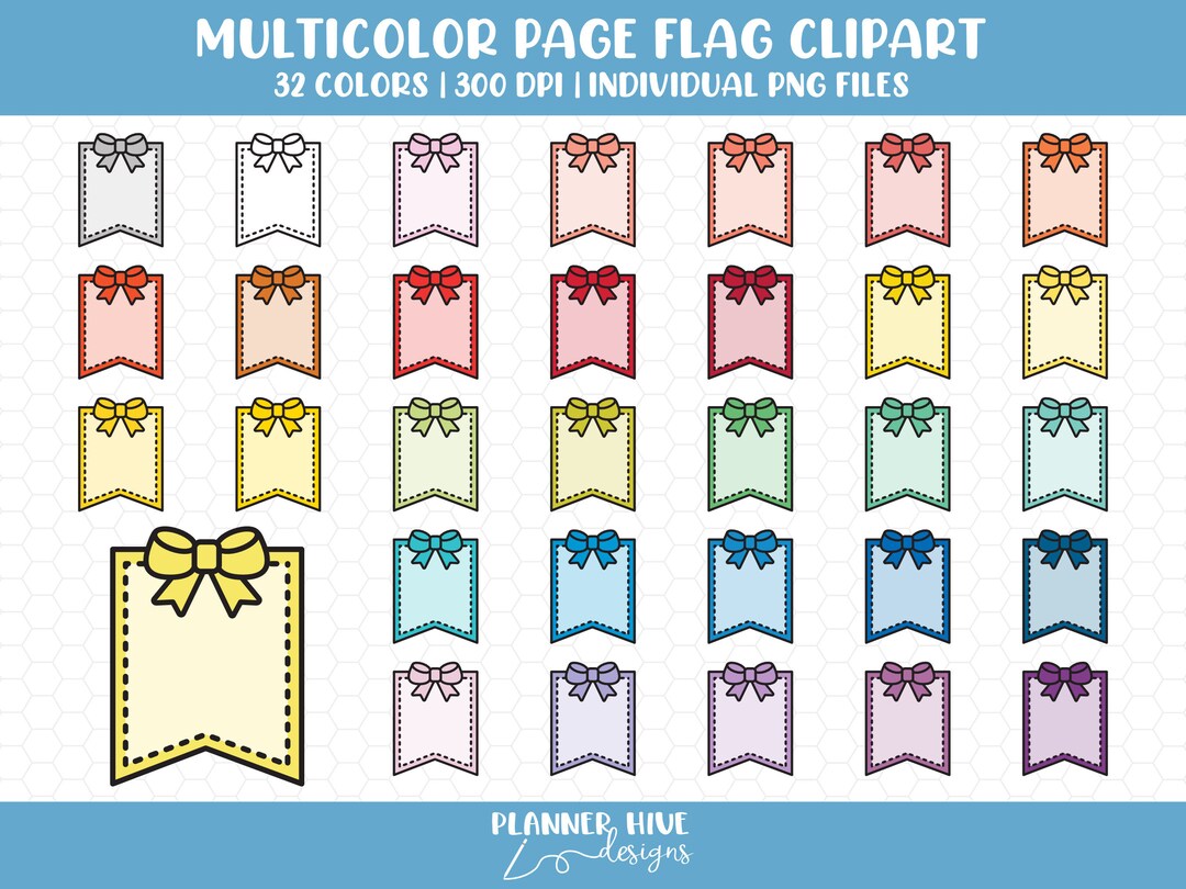 Page Flag With Bow Clipart | Planner Icons | Page Flag Doodle | Planner ...
