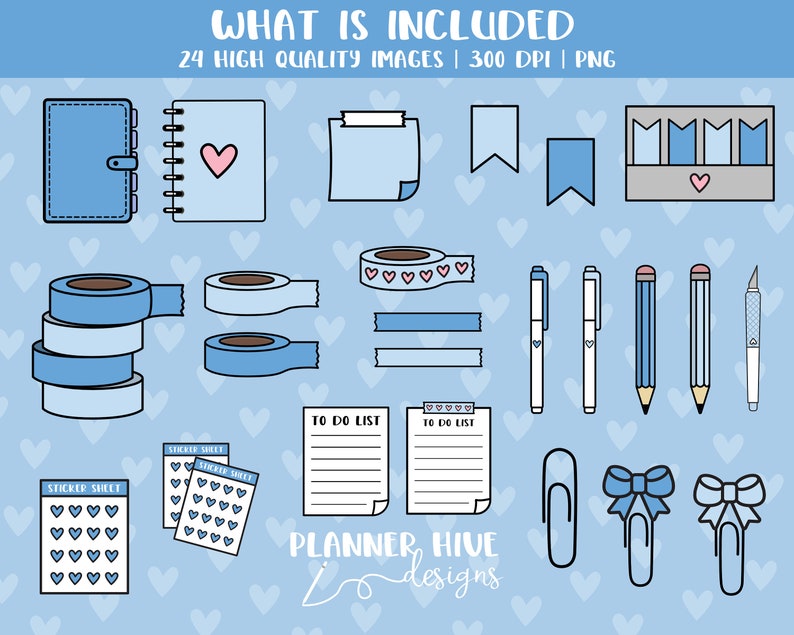 Planner Basics Clipart Blue | Planner Doodle | Planner Sticker Icons ...
