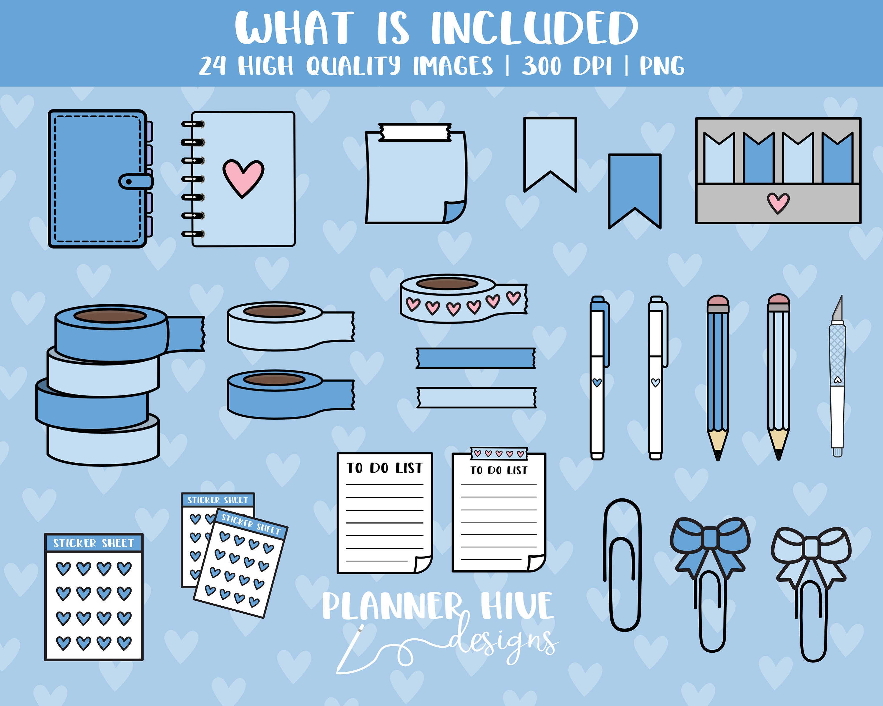 Planner Basics Clipart Blue | Planner Doodle | Planner Sticker Icons ...