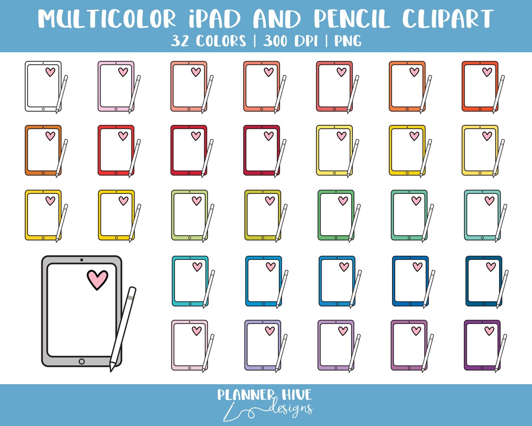 IPad and Apple Pencil Clipart | iPad Icon | iPad Doodle | Office ...