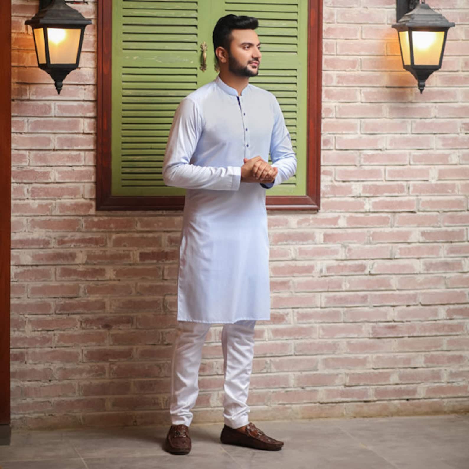 Indian | Pakistani | Bengali | Desi Style Light Blue Slim Fit Kurta for ...