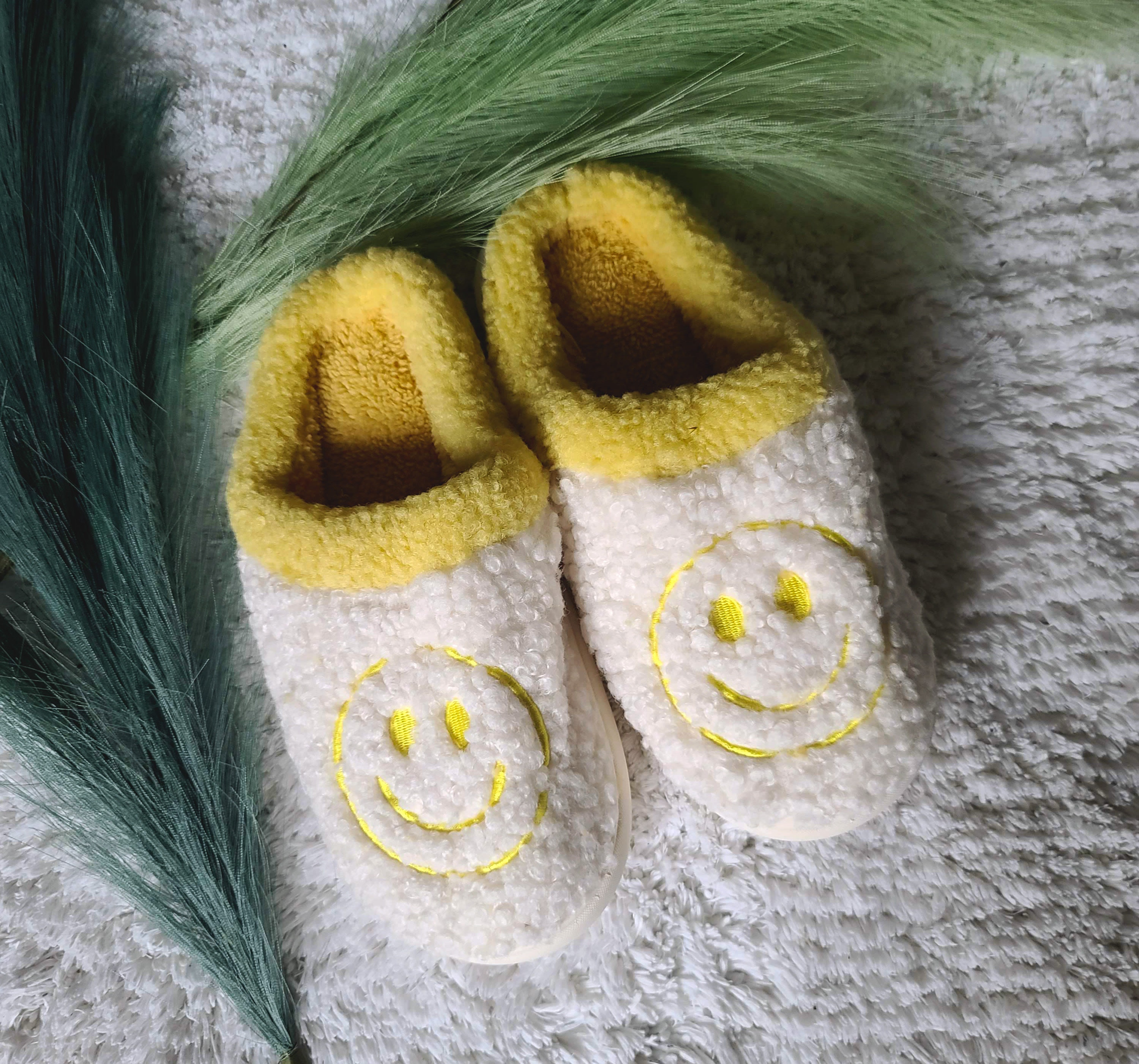 Smiley Face Slippers Cute Slippers Smiley Face Indoor House Slippers Etsy