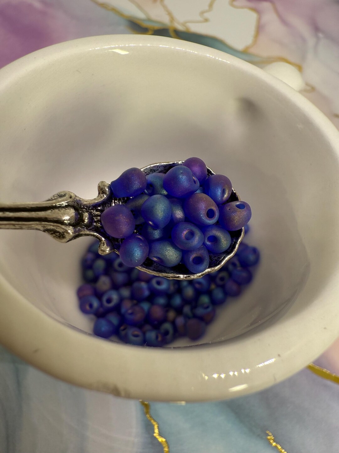Cobalt Blue | 3.4mm Japanese Drop Beads | Opaque Matte AB | Miyuki | 10 ...