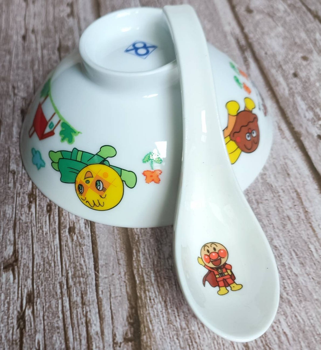 Vintage Anpanman Rice Bowl & Spoon Set | 90s Japanese Cartoon ...